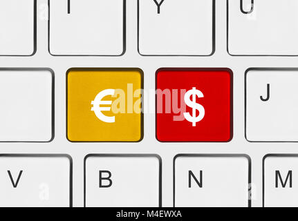 Computer keyboard with two money keys: dollar, euro Stock Photo - Alamy
