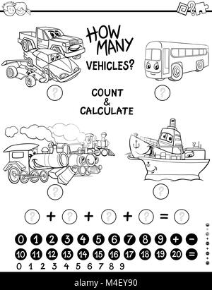 count and calculate game coloring page Stock Photo - Alamy