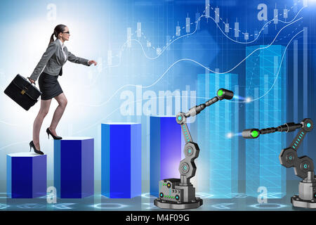 Businesswoman going up the chart Stock Photo - Alamy