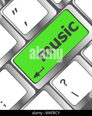 Computer keyboard with sound and music symbol Stock Photo - Alamy