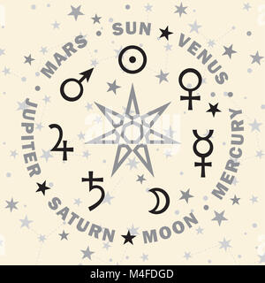 Septener. Star of The Magicians. Seven planets of Astrology Stock Photo ...