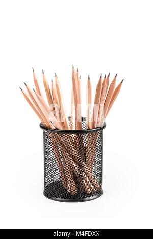 Wood pencils in metal pot Stock Photo - Alamy