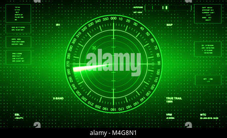 Sonar Screen For Submarines And Ships. Radar Sonar With Object On Map ...
