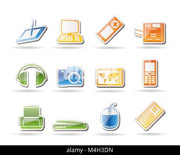 Simple Hi-tech technical equipment icons - vector icon set 3 Stock ...