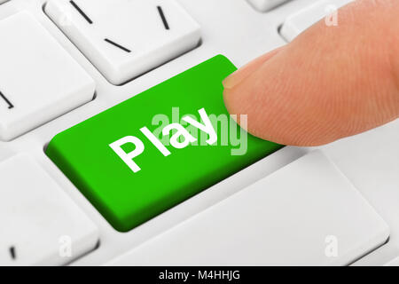 Computer notebook keyboard with Play key Stock Photo - Alamy