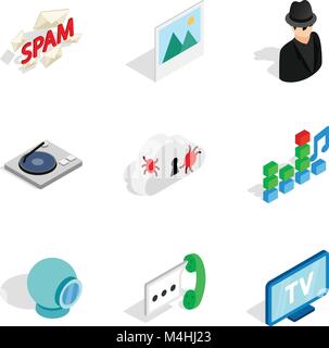 Mail client 3D icons. Email on computer screen, error message and new ...