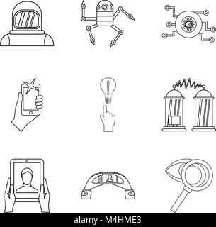 Research outline icons collection. Research, Investigation, Exploration, Analysis, Study ...