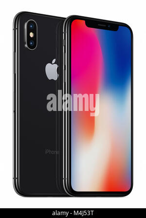 Space Gray turned Apple iPhone X mockup front side and back side facing ...