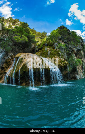 The azure waterfall on canyon Verdon Stock Photo - Alamy