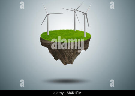Flying floating island in green energy concept - 3d rendering Stock ...