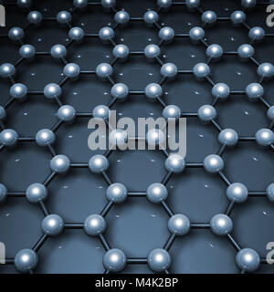 Graphene layer structure molecular model, hexagonal lattice of carbon ...