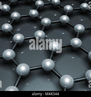 Graphene layer structure molecular model, hexagonal lattice of carbon ...