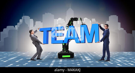 Teamwork concept with businessman and robotic arm Stock Photo - Alamy