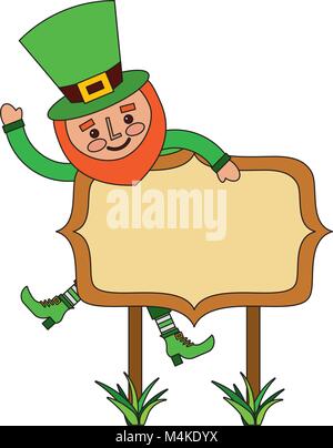 leprechaun on wooden board happy character Stock Vector Image & Art - Alamy