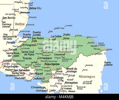 honduras road map Stock Vector Image & Art - Alamy