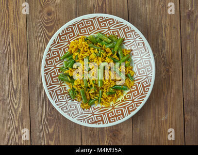 Lubia polow - Rice with Green Beans, Persian Kitchen Stock Photo - Alamy