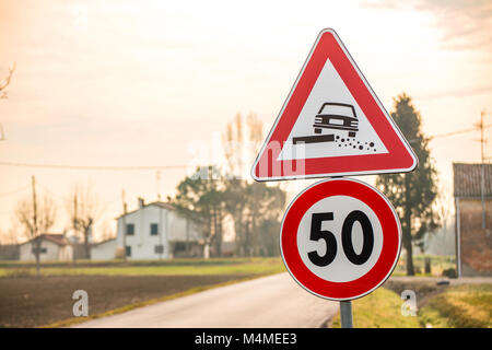 Traffic sign, Warning for a soft verge or soft shoulder, Road signs in ...