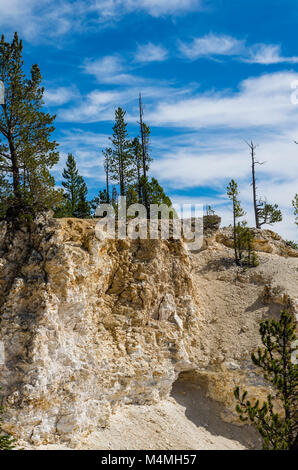 Rhyolite cliffs at the Grand Canyon of the Yellowstone. Rhyolite is a ...
