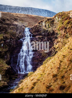 A waterfall on the river Tawe in the Upper Swansea Valley in South ...
