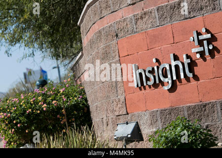 A logo sign outside of the headquarters of Insight Enterprises in Tempe ...
