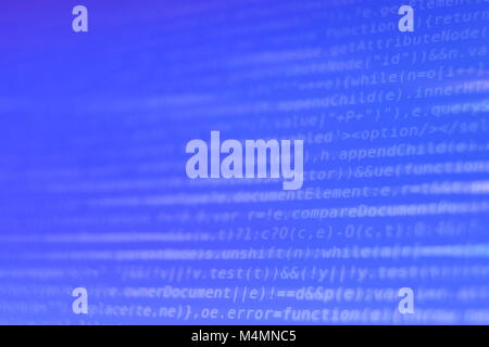 Blue and White Program Source Code Segment on Black Screen Closeup ...