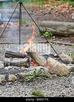 outdoor pioneer cooking in frontier fort Stock Photo - Alamy