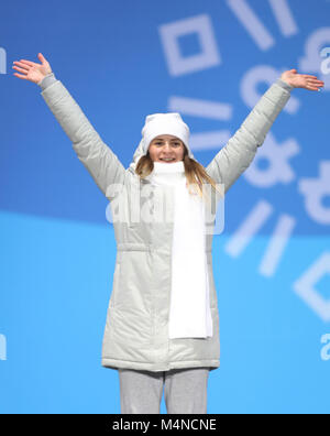 Natalia Voronina of Russia in the Ladies 3000m Speed Skating finals ...