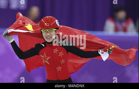 Pyeongchang. 17th Feb, 2018. Li Jinyu of China poses for photos during ...