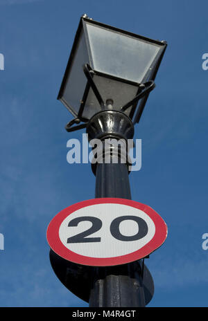 20 miles per hour speed limit road sign Stock Photo - Alamy