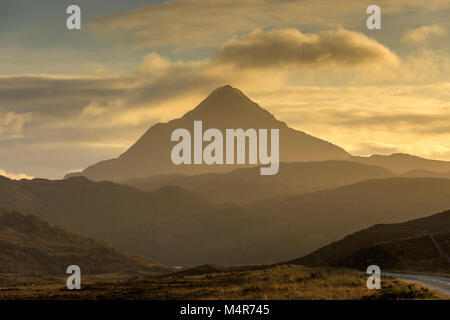 Ben Stack from the A894 road near Laxford Bridge, Sutherland, Scotland ...