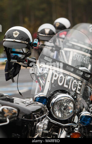 Police motorcycles lined up before doing patrols Stock Photo - Alamy