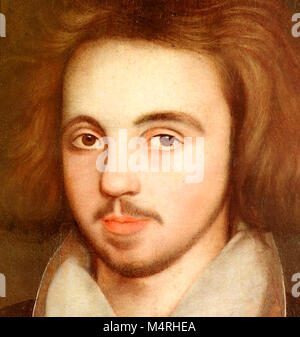 A portrait of the English playwright Christopher Marlowe, depicting him ...