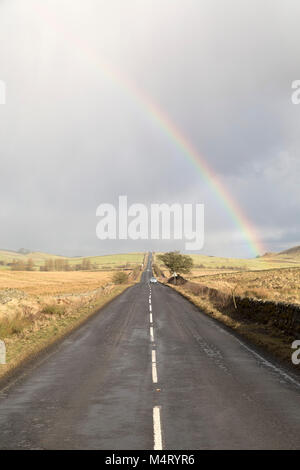 Northumberland. 17th Feb, 2018. UK Weather: Rainbow above the Military ...