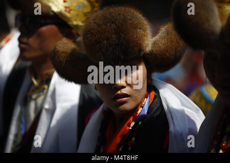 Kathmandu, Nepal. 18th Feb, 2018. People from the Sherpa community ...