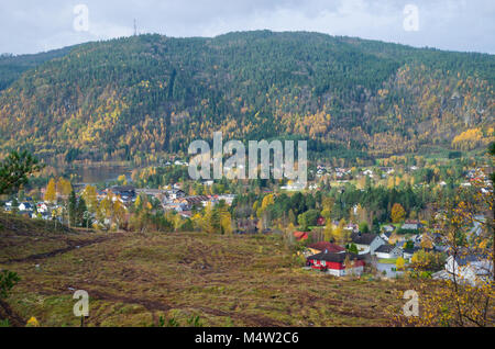 Panoramic view of Evje skyline, Evje, central Norway Stock Photo - Alamy