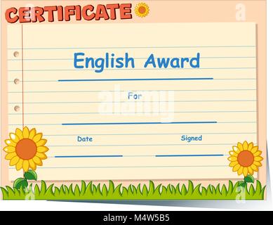 English diploma certificate template illustration Stock Vector Image ...