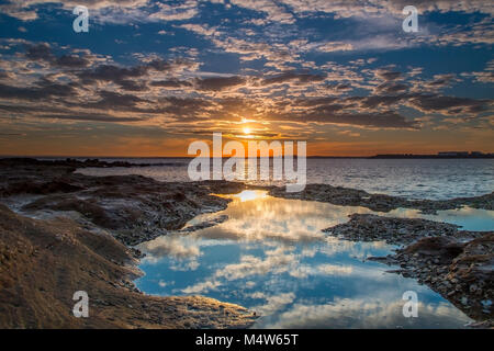Sunset at La Perouse with reflection pool, Sydney, Australia Stock ...