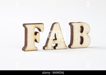 FAB, Wood letters FAB on White background,fabulous Stock Photo - Alamy