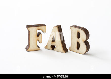 FAB, Wood letters FAB on White background,fabulous Stock Photo - Alamy