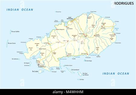 Rodrigues island road and beach vector map Stock Vector Image & Art - Alamy