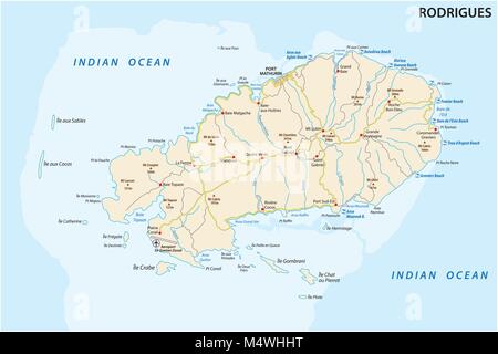 Rodrigues island road vector map Stock Vector Image & Art - Alamy