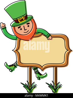 leprechaun on wooden board happy character Stock Vector Image & Art - Alamy