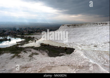 Pamukkale - amazing natural site with white terraces of travertine in ...