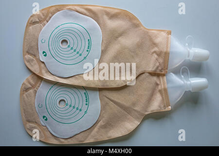 Colostomy bags for use after Bowel surgery Stock Photo - Alamy
