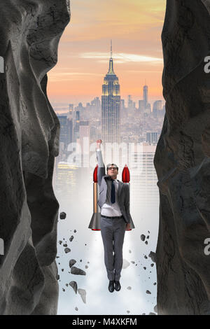 Businessman overcoming challenges in business concept Stock Photo - Alamy