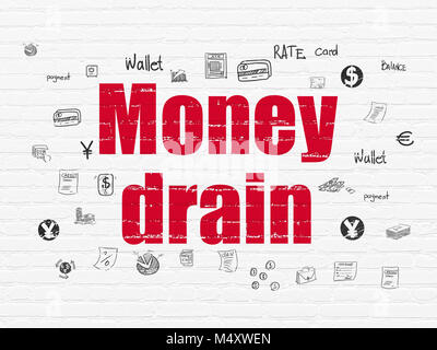 Money concept: Money Drain on wall background Stock Photo - Alamy