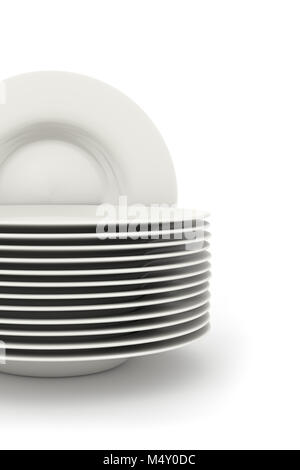 Stack of round plates isolated on white background. 3d render Stock ...