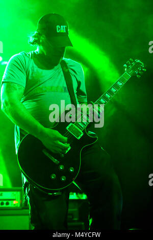 Stage view of Bongzilla band members during the Kristonfest in Madrid ...