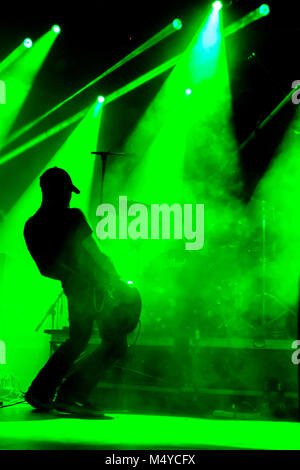 Stage view of Bongzilla band members during the Kristonfest in Madrid ...