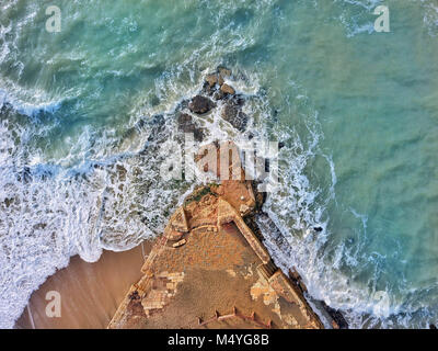 Aerial photo of the ruins of the Roman city of Flavia Neapolis in the ...